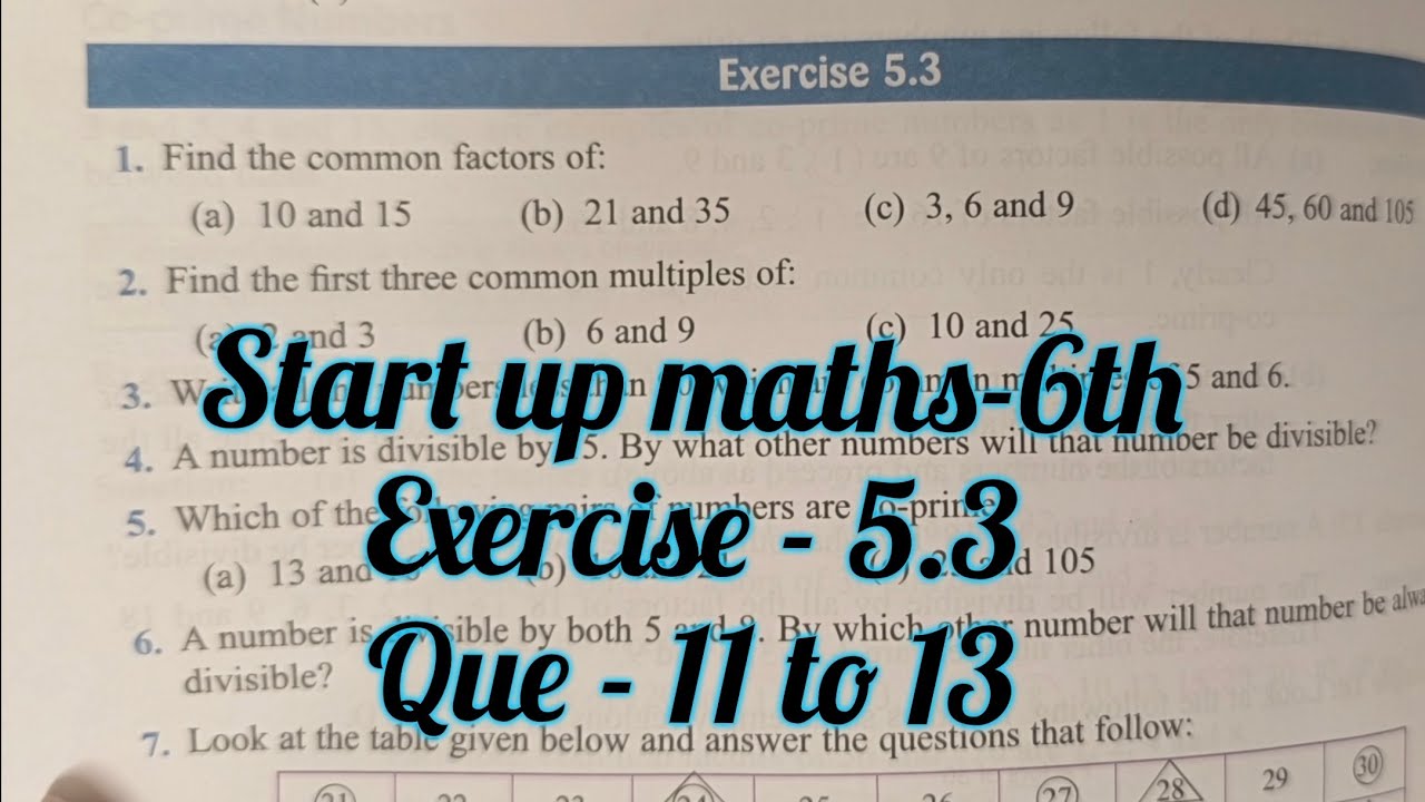 Viva education start up mathematics class 6 ex 5.3 Que11 to 13 |start ...