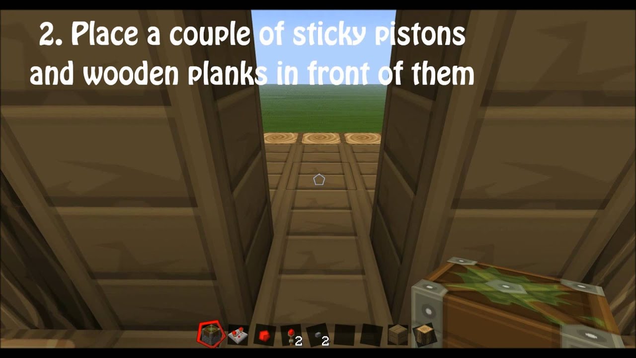 Minecraft: How to make a 2x1 Piston Entrance - YouTube