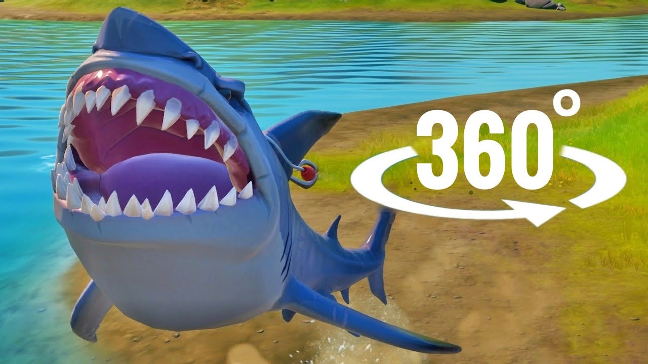 🐟 360 Shark VR Attack in Fortnite 360 degree 3D video game Virtual ...