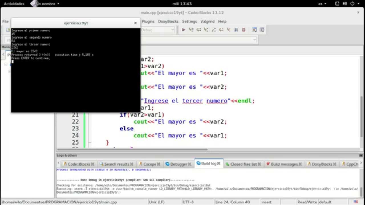 Leer tres numeros y determinar cual es el mayor. Usar solamente dos variables. Code::Blocks C++ ...