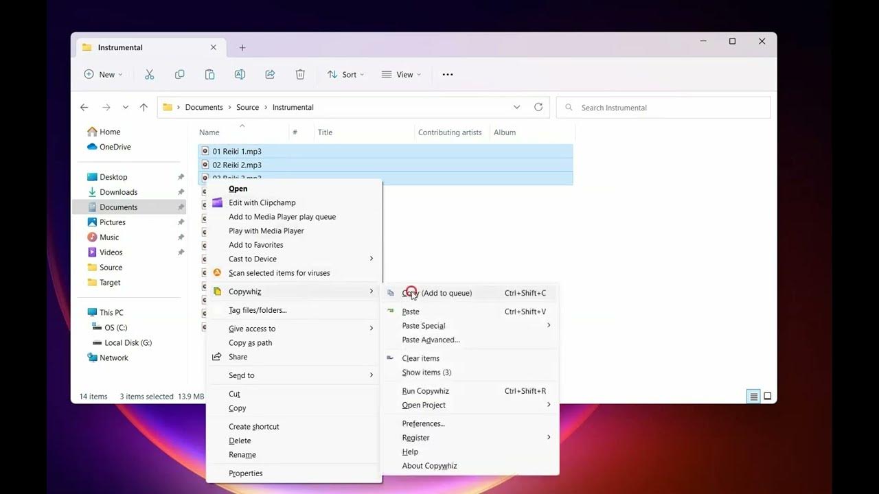 Windows: Pick files of different types from multiple folders & compress into a zip file in ...