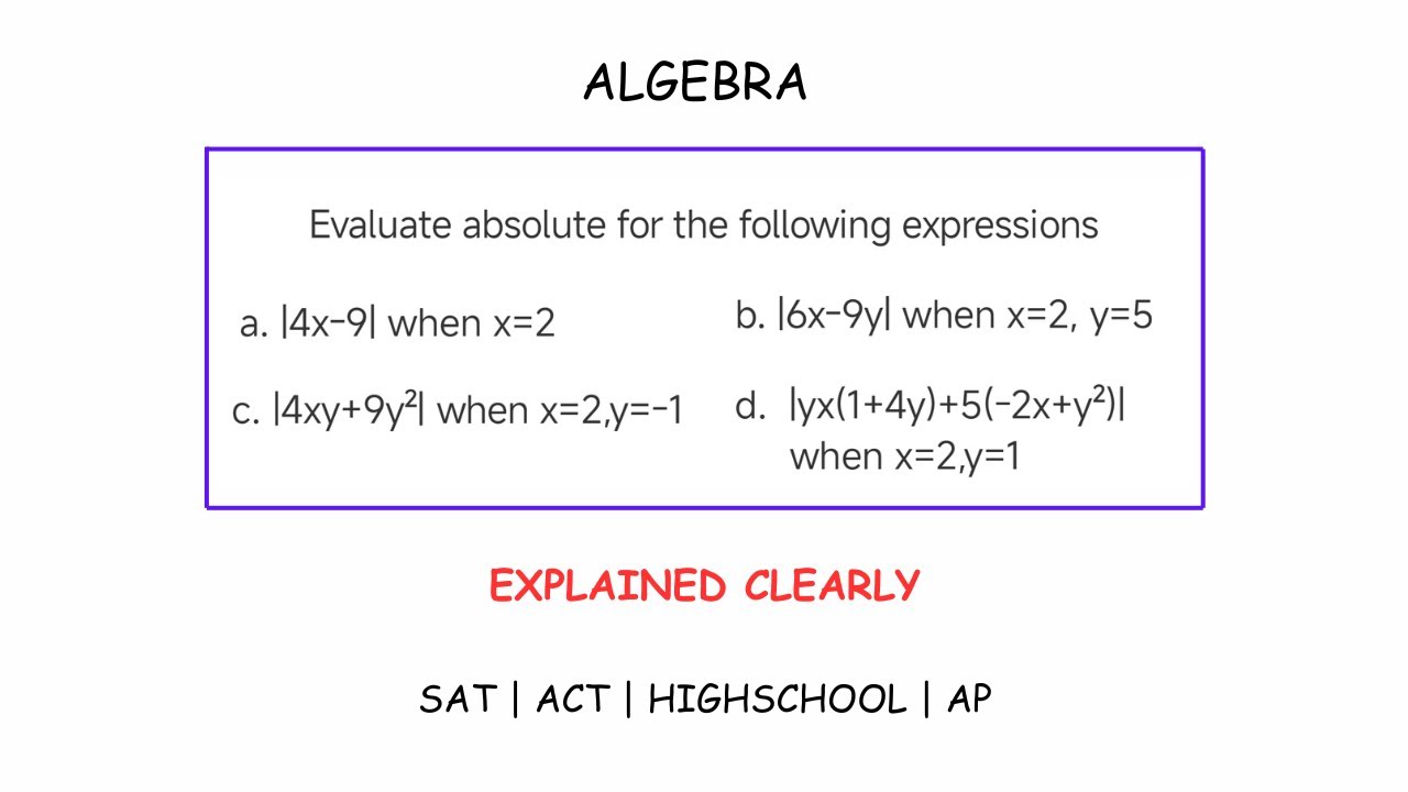How to Evaluate Absolute Expressions | Algebra | Math Feed - YouTube