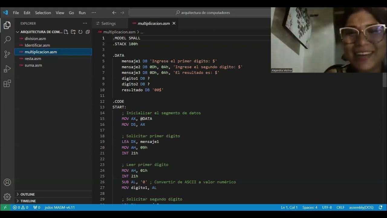 Tarea 4 - Practica - Visual Studio Code(assembler) - YouTube