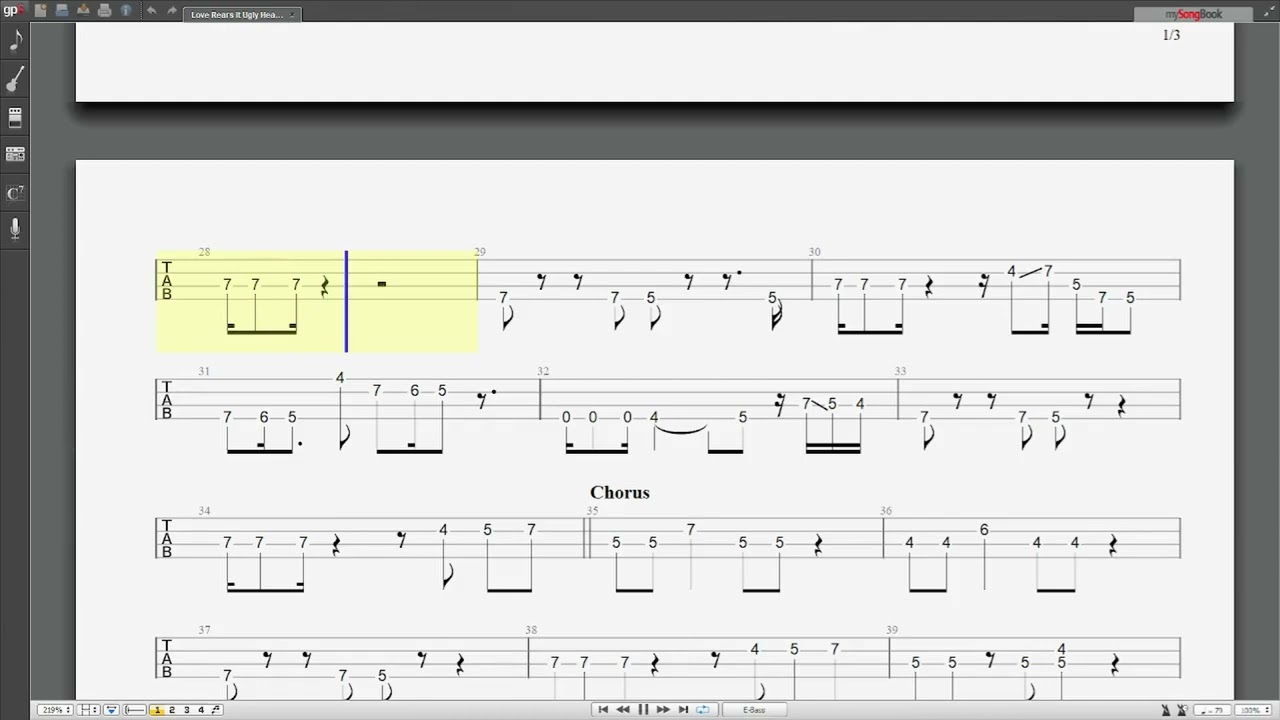 Love Rears Its Ugly Head Bass Tabs Chords Chordify