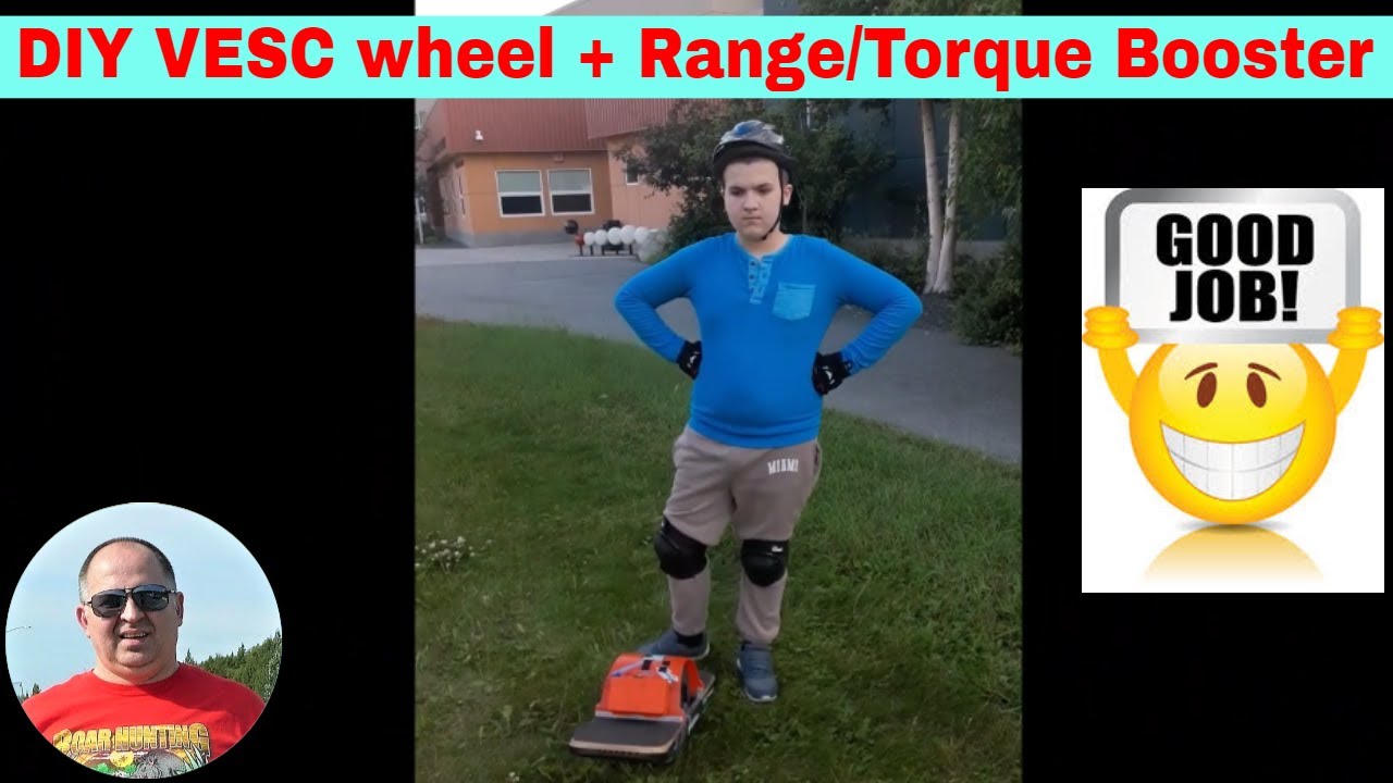 My Son riding a DIY VESC Onewheel with Range / Torque Booster - YouTube