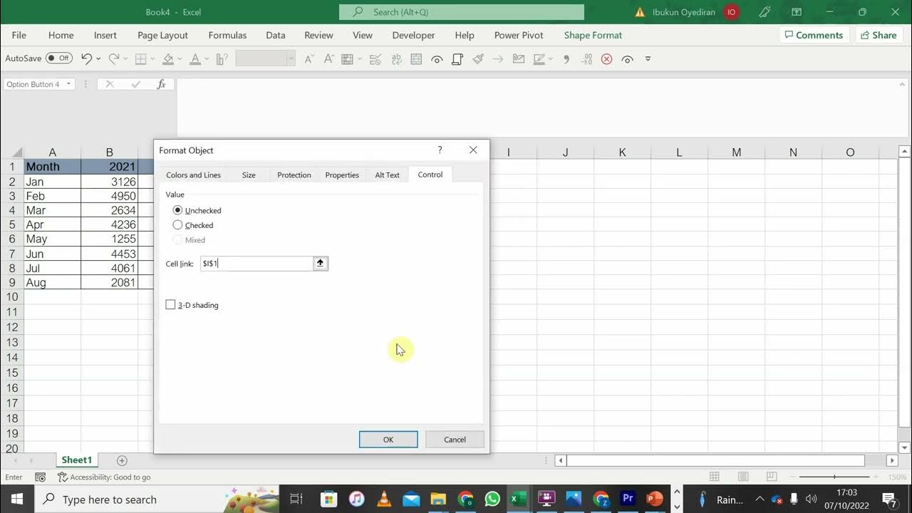 How to use Radio Button in Microsoft Excel - YouTube