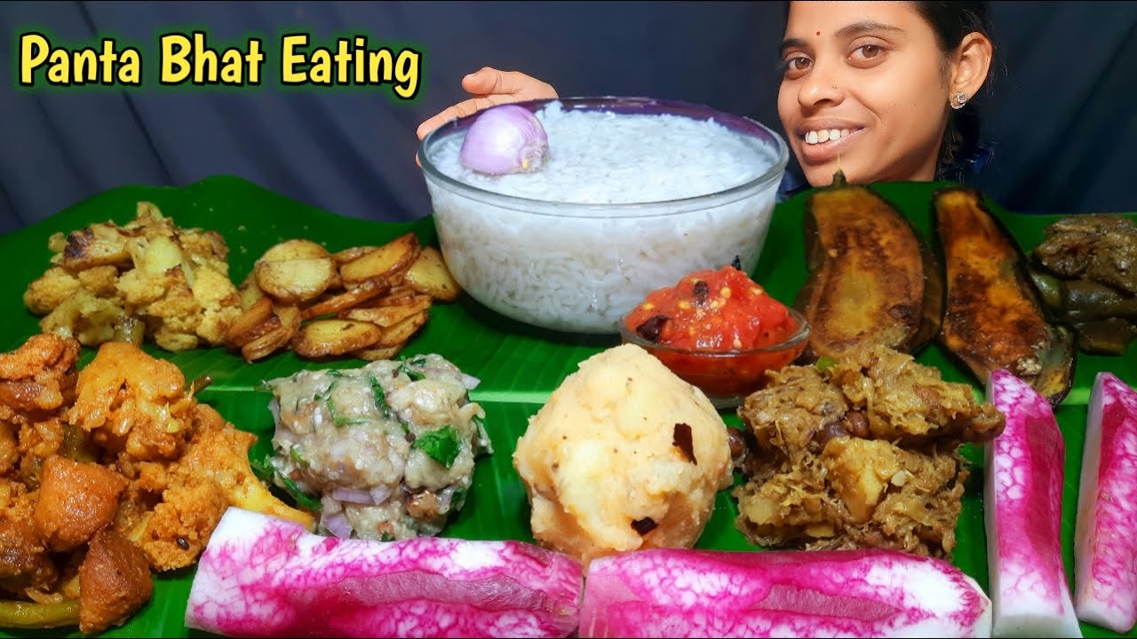 Panta Bhat Eating With 3 Types Of Bhorta Aloo Bhorta Tomato Bhorta ...