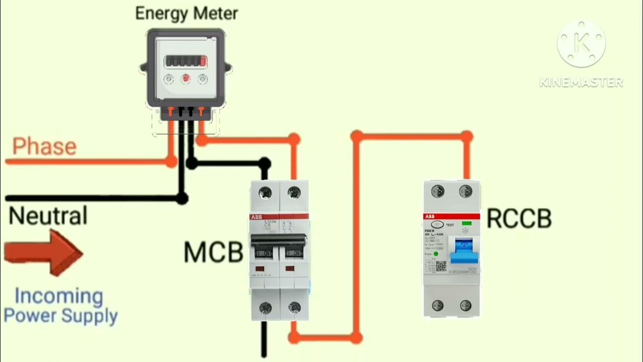 energy meter mcb rccb connection wiring diagram|| rccb wiring diagram - YouTube