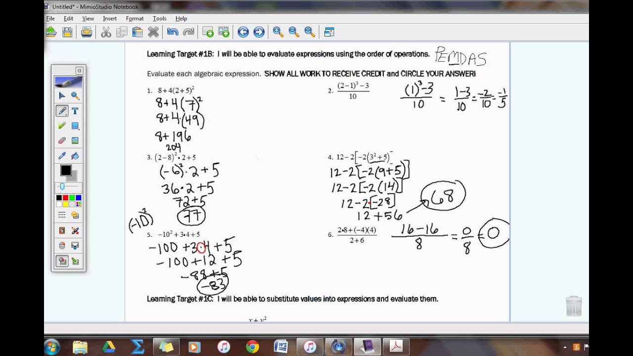 Intermediate Algebra Unit 1 Review Practice A VIDEO - YouTube