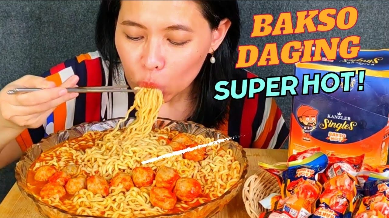 Mukbang Mie Pedas Dengan Bakso Hot Kanzler Youtube