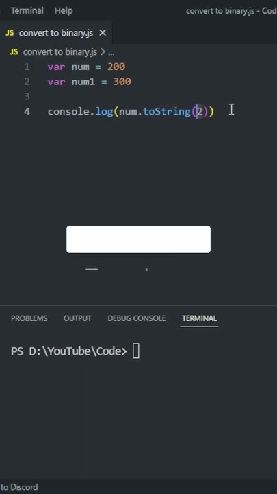 Convert number to binary in JavaScript /Node js #shorts #nodejs #javascript #programming - YouTube