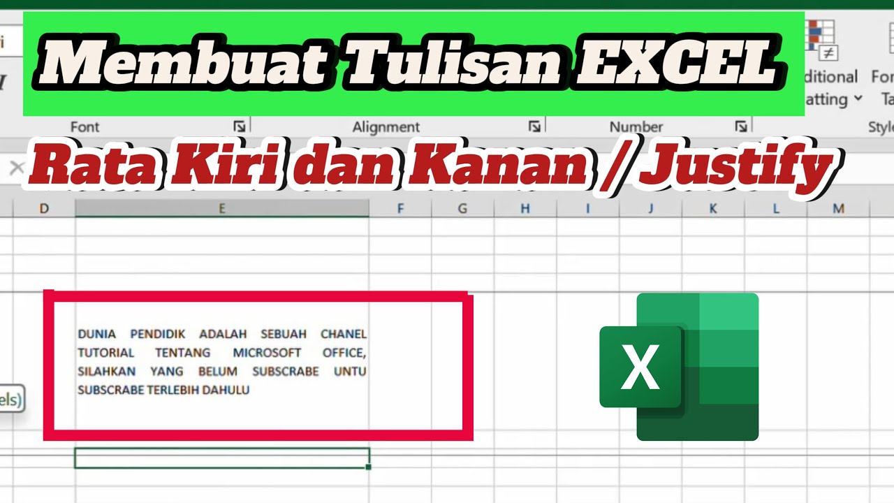 CARA MEMBUAT RATA KIRI KANAN DI EXCEL - YouTube