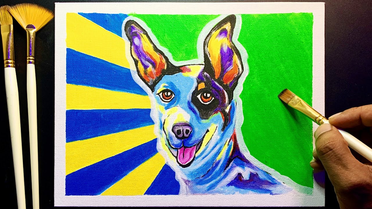 Colorful DOG | Acrylic Painting | Paint Night - YouTube