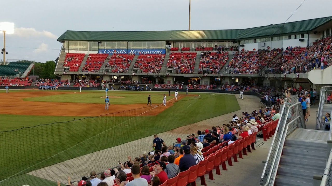 Carolina Mudcats Home Run Fireworks - YouTube