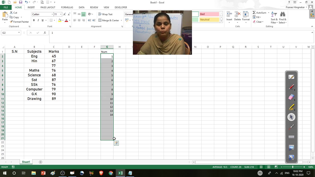 MS Excel - Autofill feature and auto sum function - YouTube