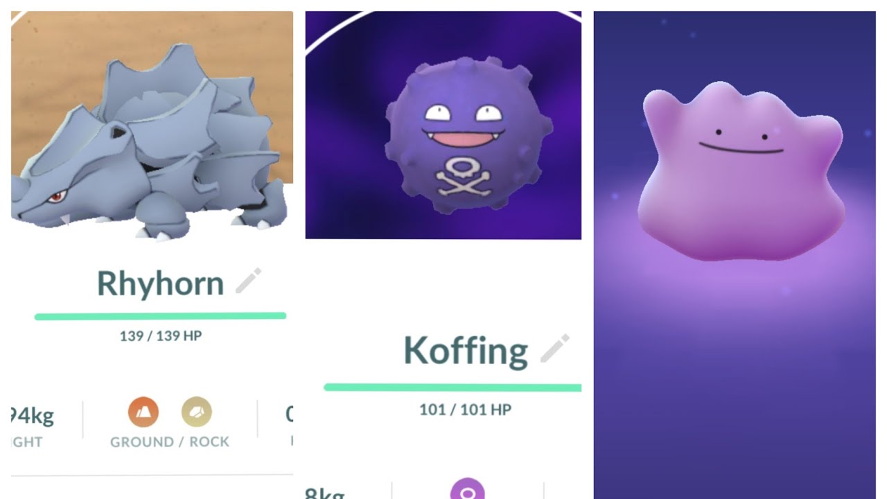 Rhyhorn / Koffing = Ditto 😁 Dec 11, 2023 Pokemon Go - YouTube