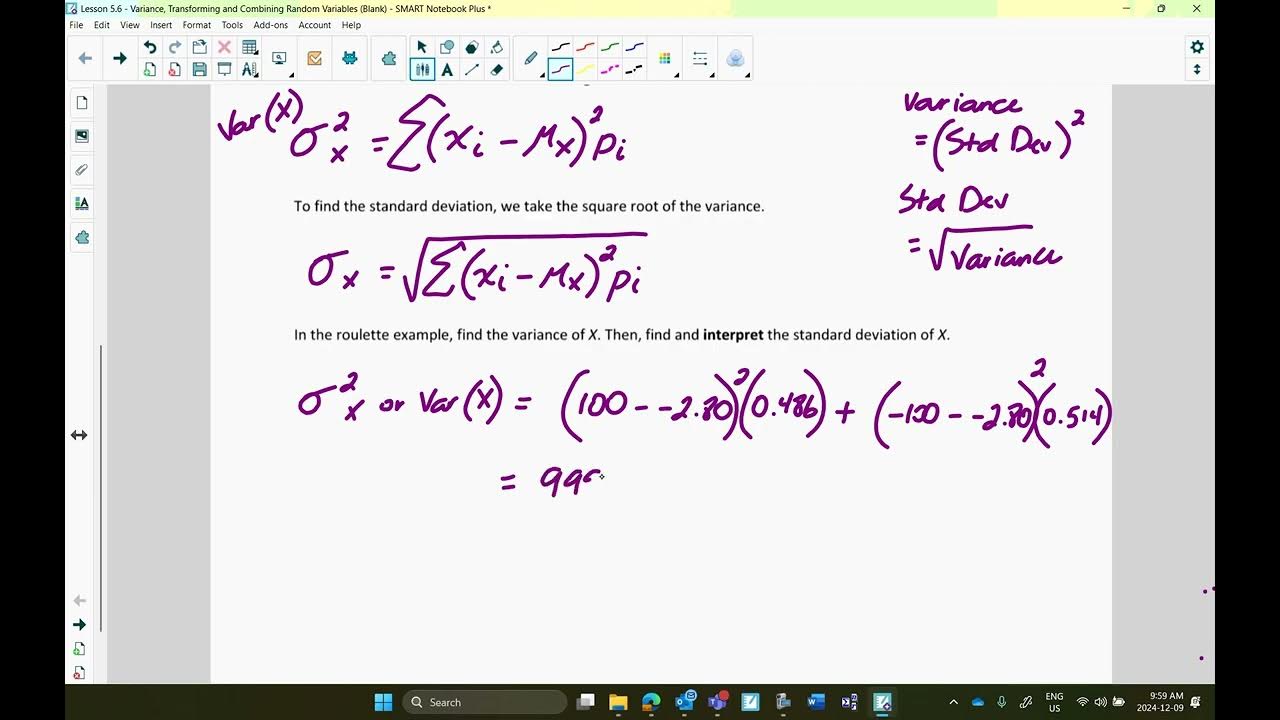 Lesson 5.6: Variance, Transforming and Combining Random Variables (Video Lesson) - YouTube