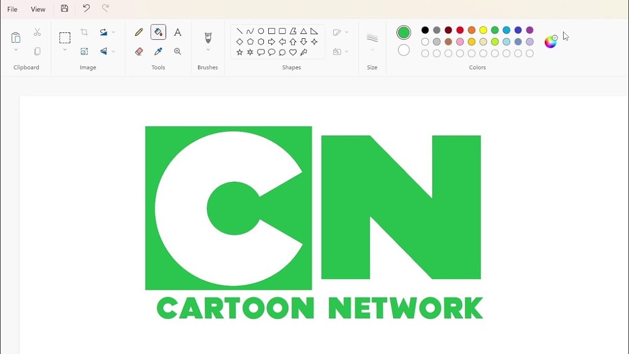 How to draw a green Cartoon Network logo using MS Paint | How to draw ...