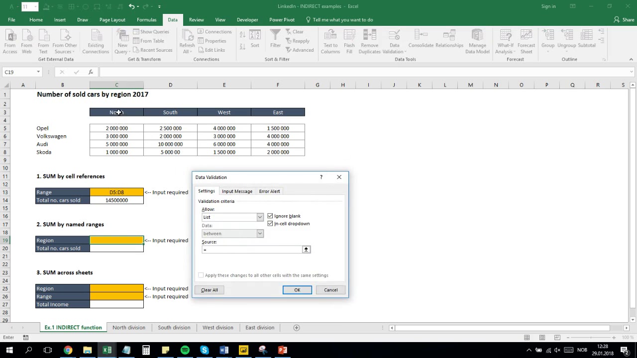 Excel Formulas INDIRECT Formula SUM By Cell Reference Named Ranges Excel Formulas INDIRECT Formula SUM By Cell Reference Named Ranges