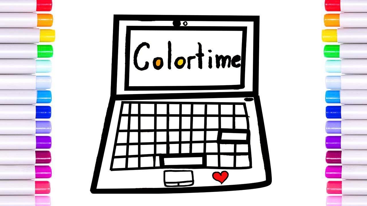 How To Draw and Color a Laptop Step by Step For Kids and Toddlers ...