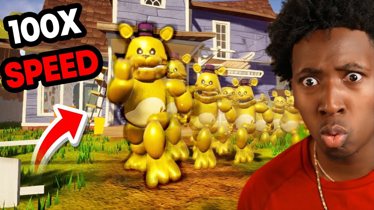 FREDBEAR HELLO NEIGHBOR But 100x Speed - YouTube