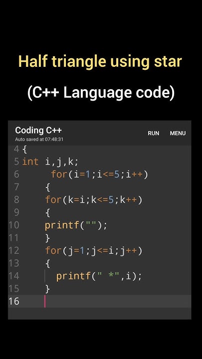 half triangle using star in c plus plus,half pyramid c++,half diamondpattern in c#coding #news# ...