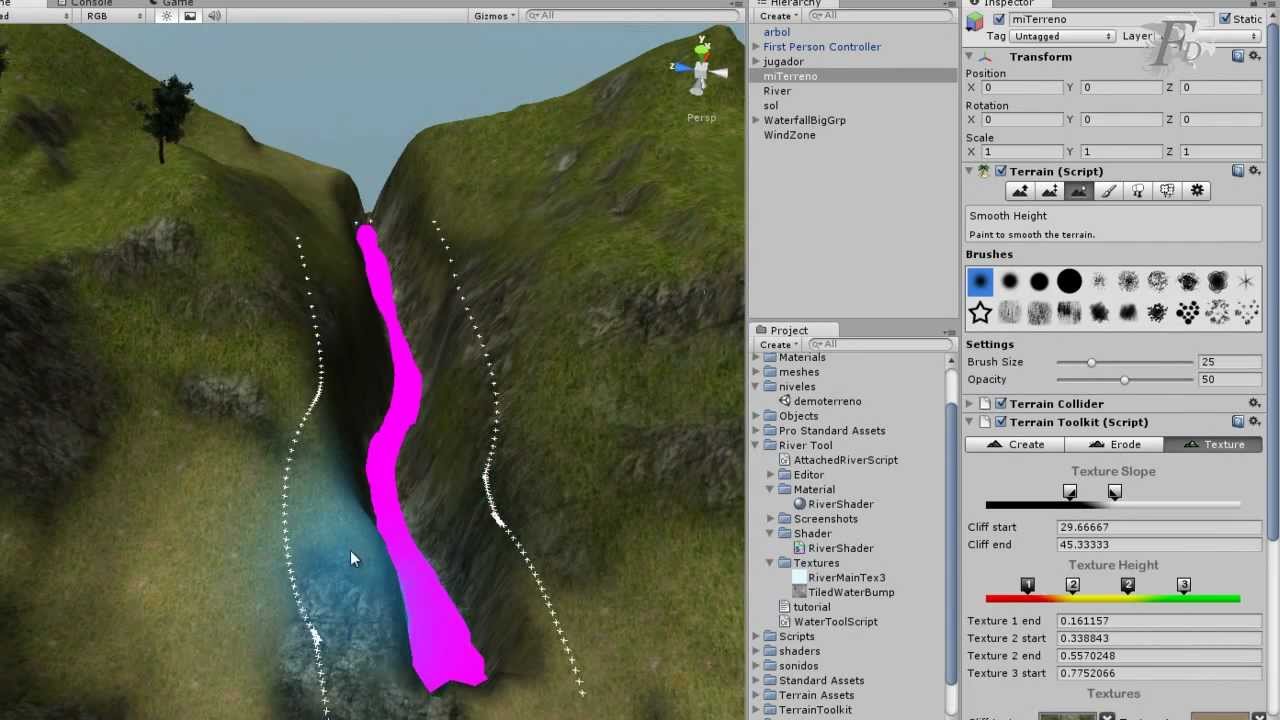 Uso de la herramienta River tool para crear rios. Importación de ...