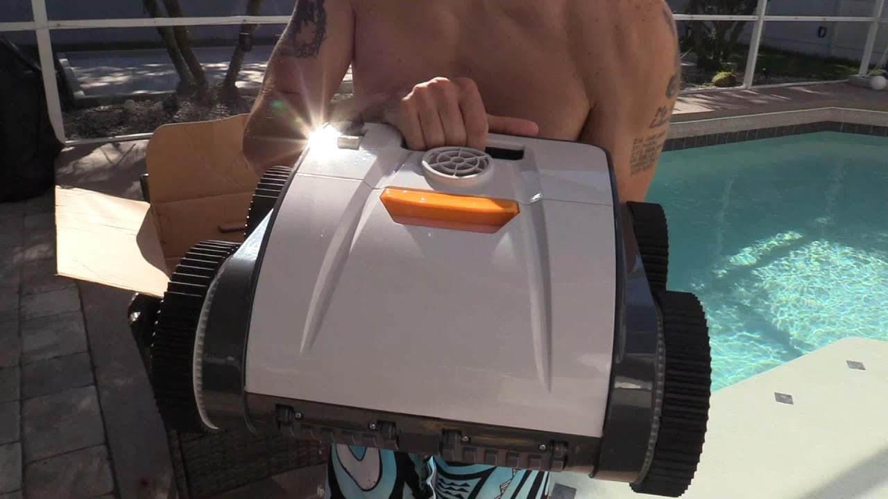 Aiper Robotic Portable Pool Vacuum can Climb Walls - YouTube