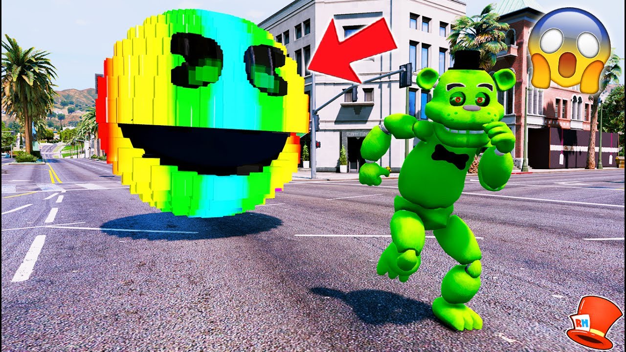 GIANT RAINBOW PACMAN vs SLIME FREDDY! (GTA 5 Mod FNAF RedHatter) - YouTube