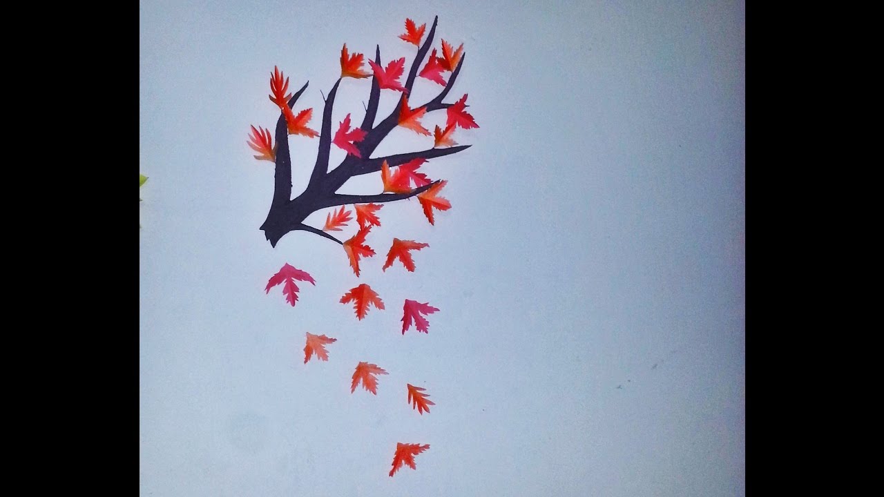 DIY Easy AUTUMN / FALL Tree branch Room Decor (Made with colorful paper ...