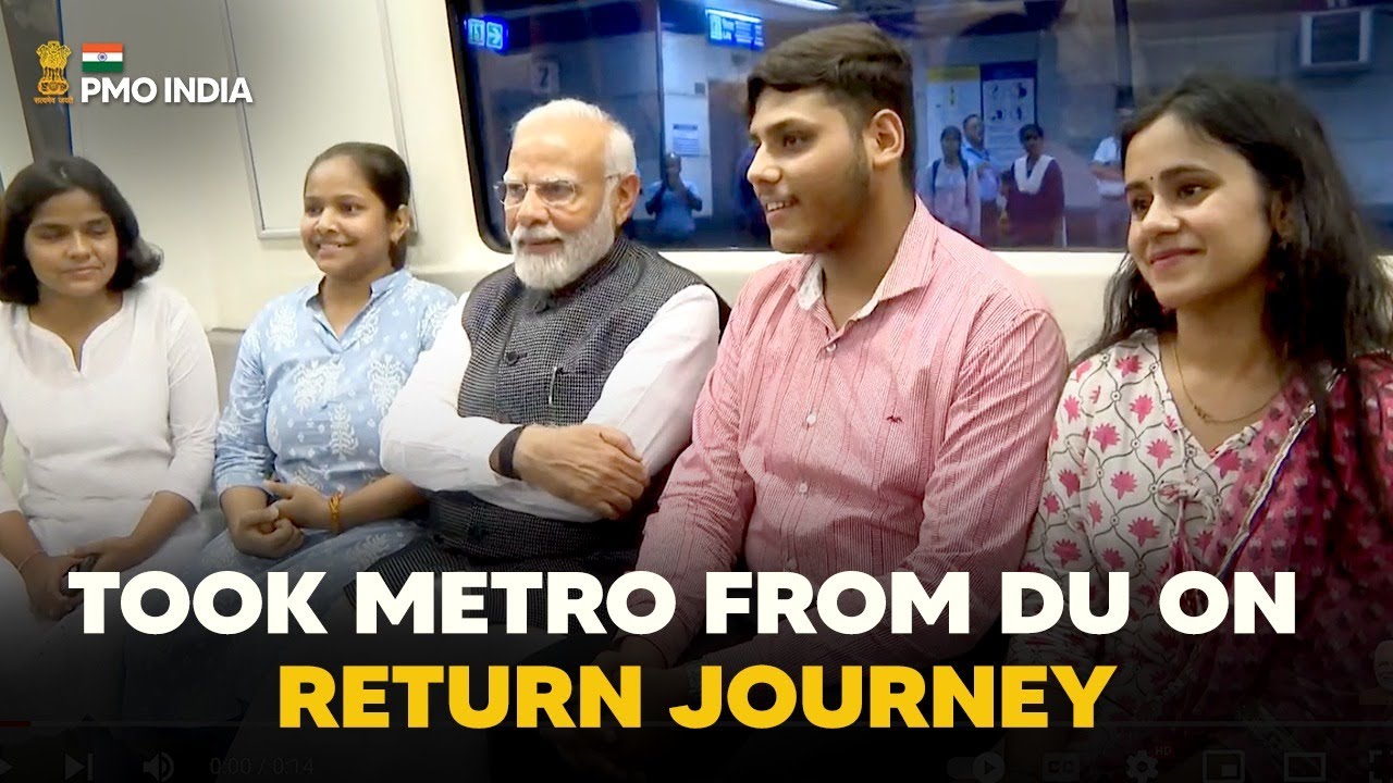 Prime Minister Narendra Modi takes metro from DU l PMO - YouTube