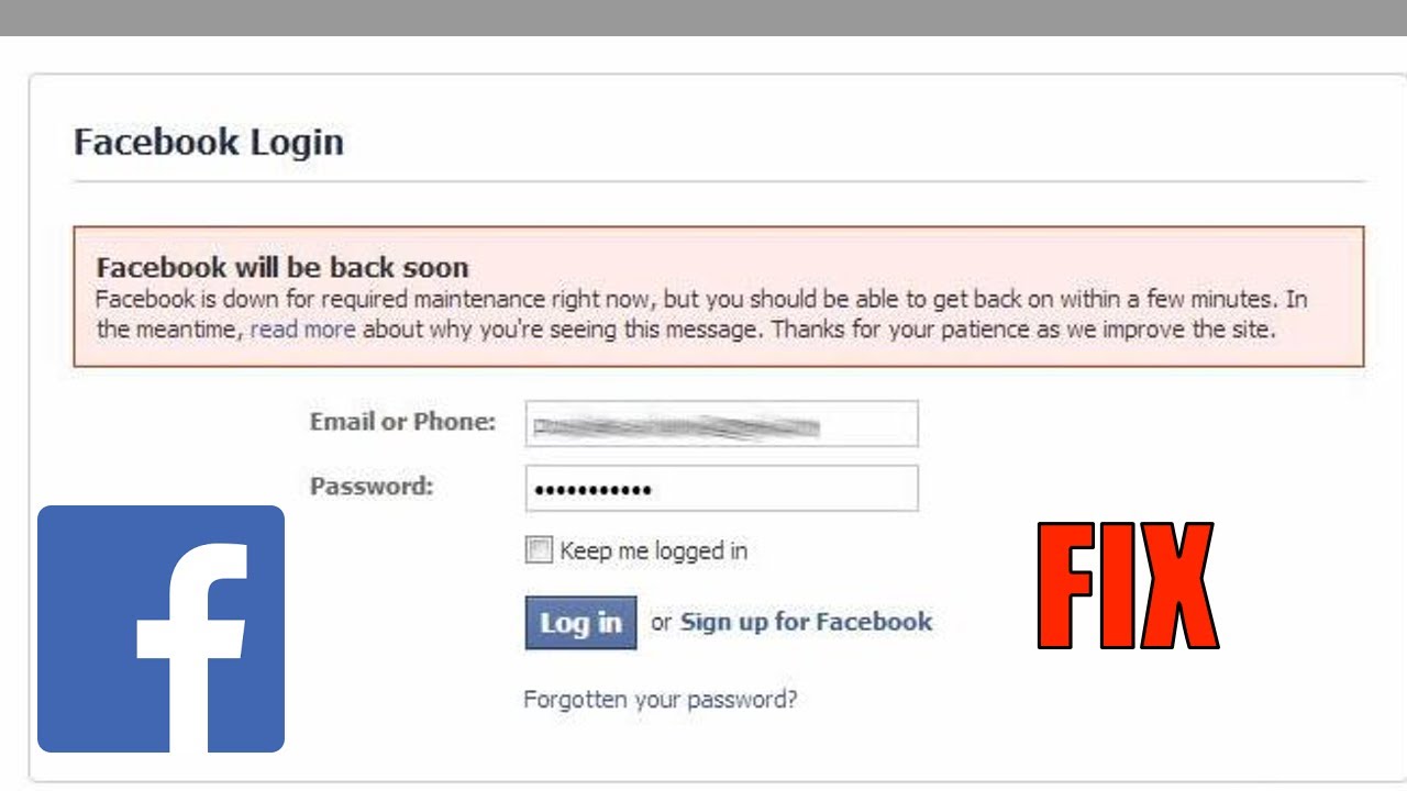 Facebook Will Be Back Soon Fix - YouTube