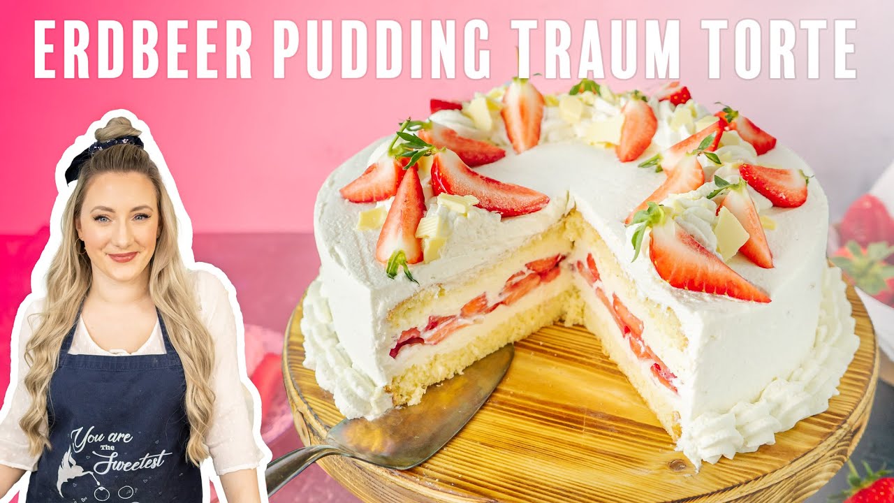 🍓🍓ERDBEERKUCHEN MIT PUDDING 🍰🤤 - Erdbeertorte mit Sahne Pudding Rezept ...