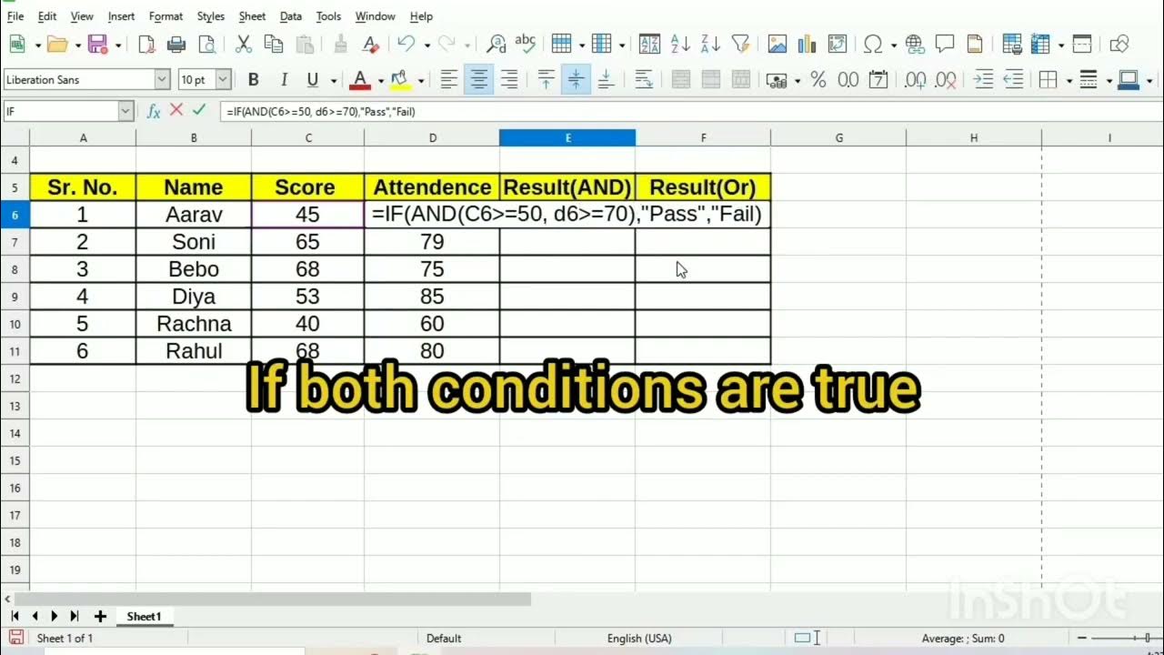 IF, AND, OR functions | Libreoffice | Calc Spreadsheet | #video #spreadsheets #tricks ...