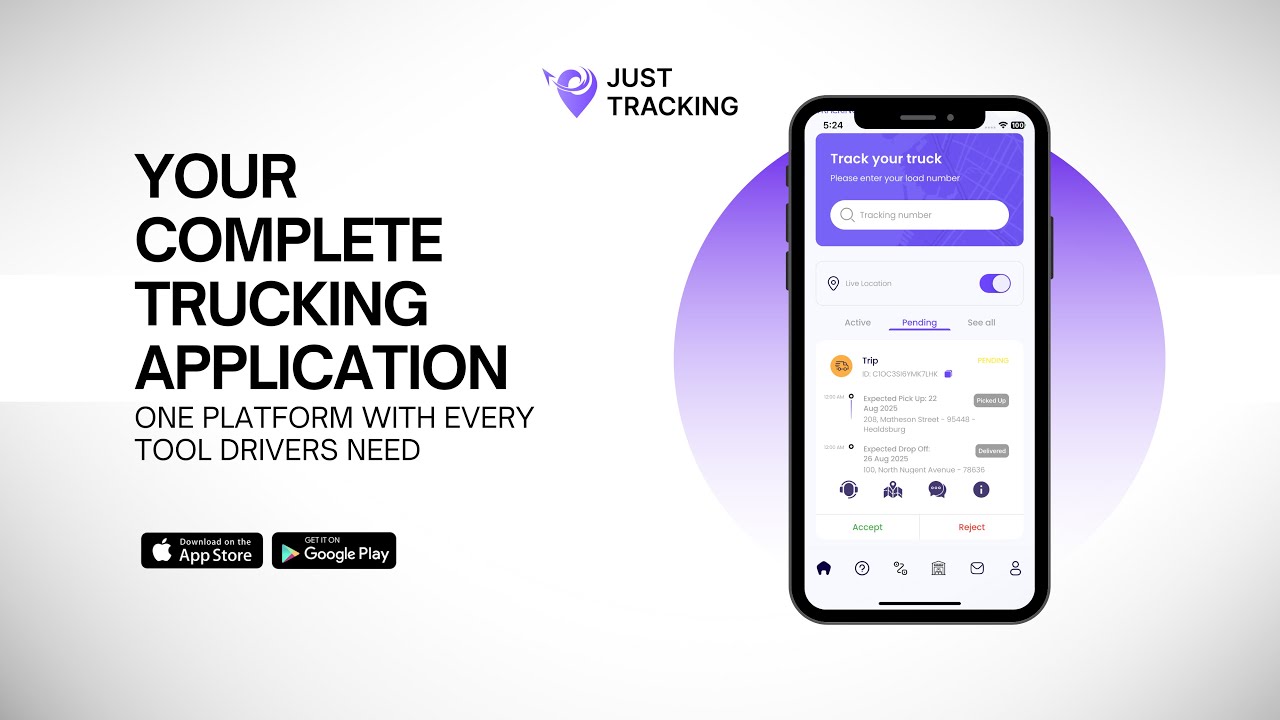 Just Tracking - A complete trucking app for truck drivers - YouTube