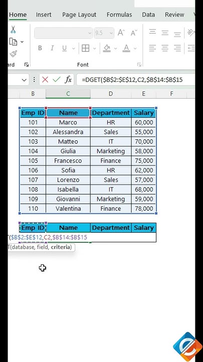 Using Dget Function In Excel 🔍📊 Dataanalysis Exceltips Exceltutorial Excelshorts