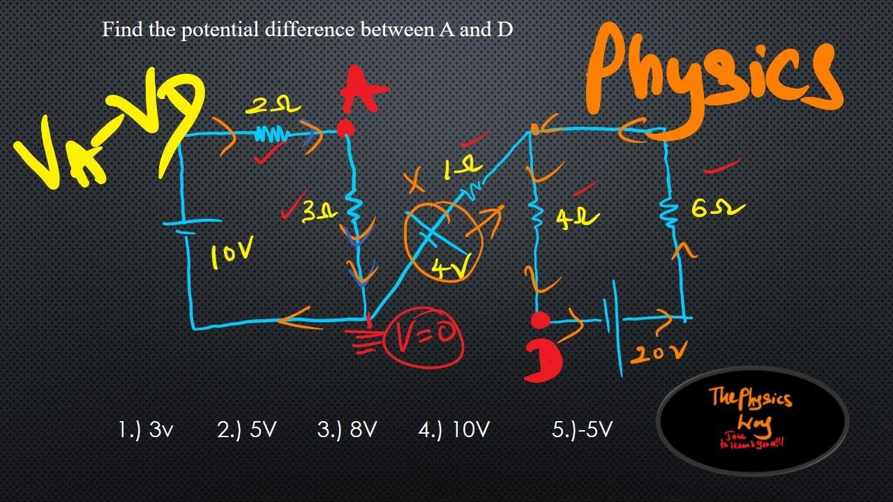Finding point potentials in complex circuit diagrams - YouTube