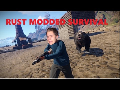 RUST MODDED SURVIVAL PART 1!!! +INSANE TOMMY GUN SHOT +AND DOOR CAMPING ...