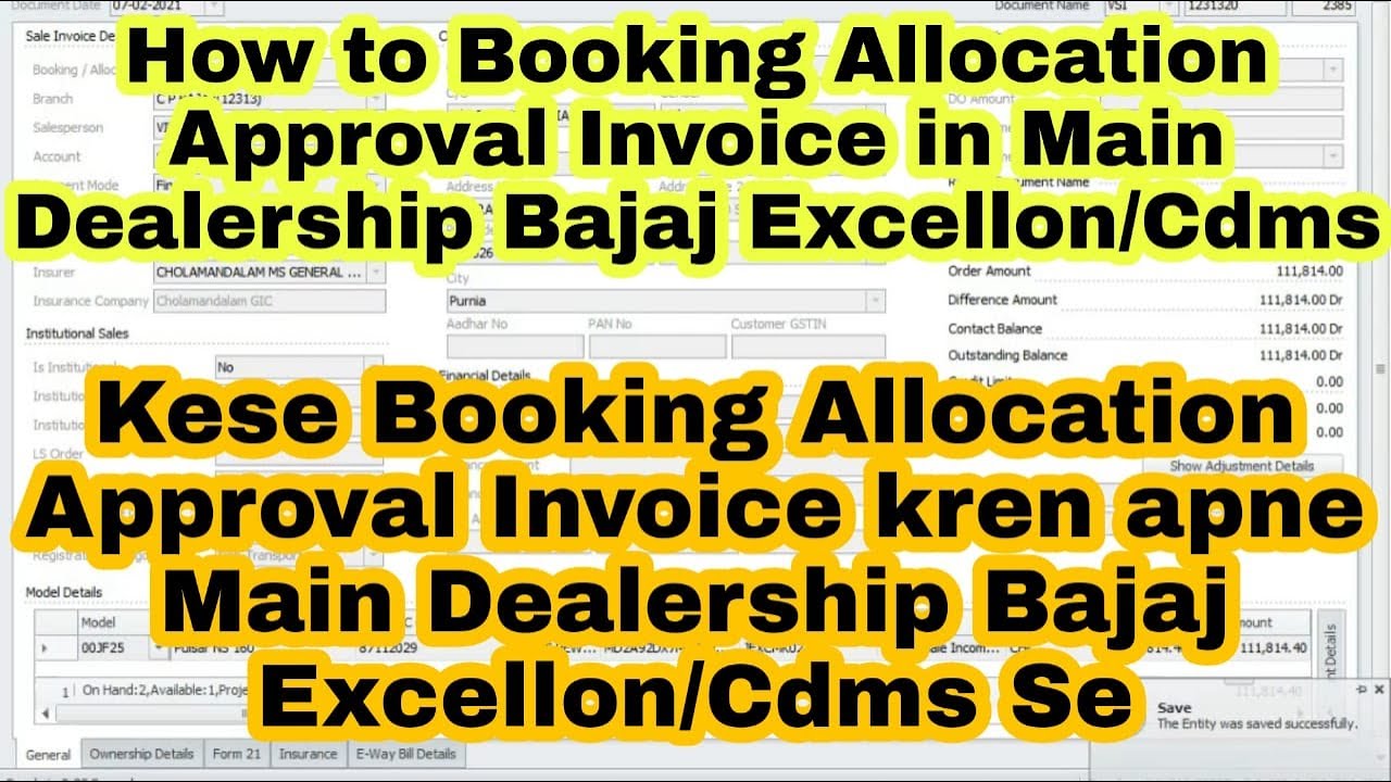 Kese Booking Allocation Approval Invoice kren apne Main Dealership ...