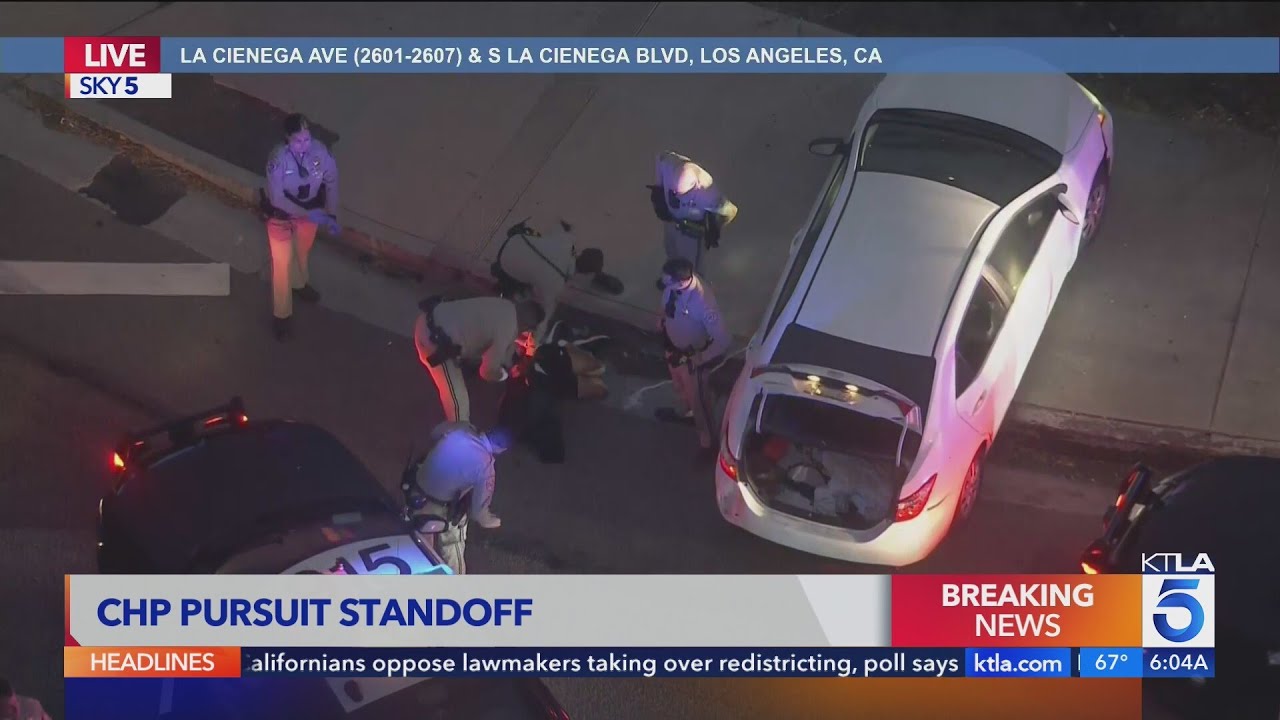 Pursuit suspect pulled out of car following high-speed chase in L.A ...