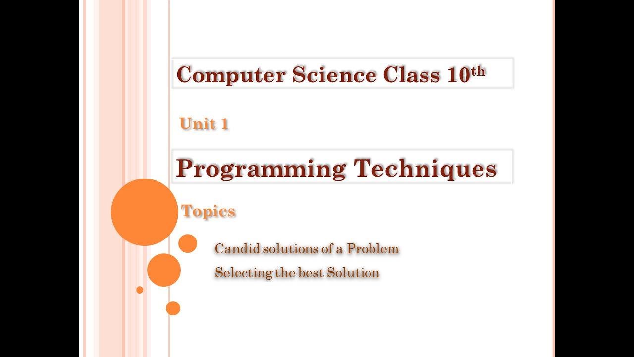 Computer 10 unit 1 Candid solutions and selection of the best solution - YouTube