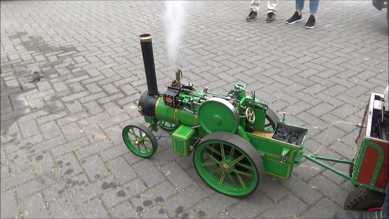 First run of a Ransomes 2 inch compound traction engine - YouTube