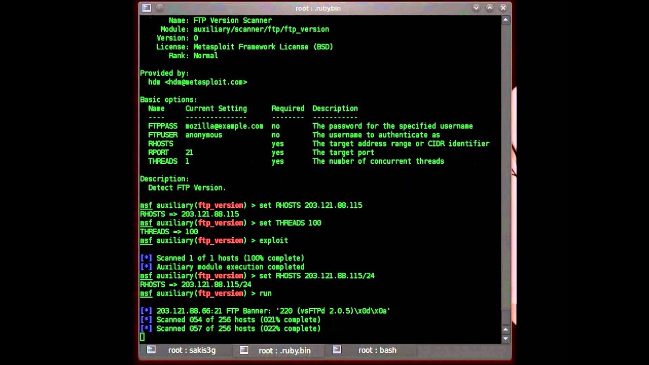 Metasploit: FTP Version Scanner - YouTube