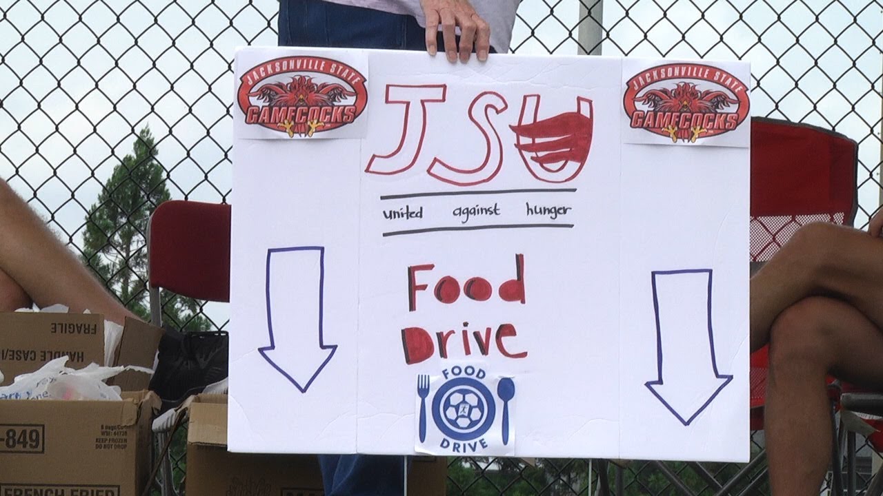 JSU Women's Soccer Team Holds Food Drive - YouTube