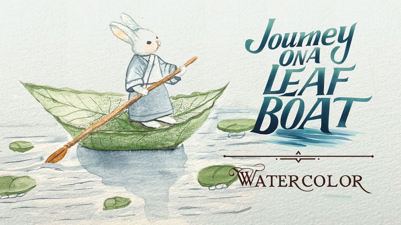 Journey on a Leaf Boat🐰🛥️Beginner Watercolor Painting - YouTube