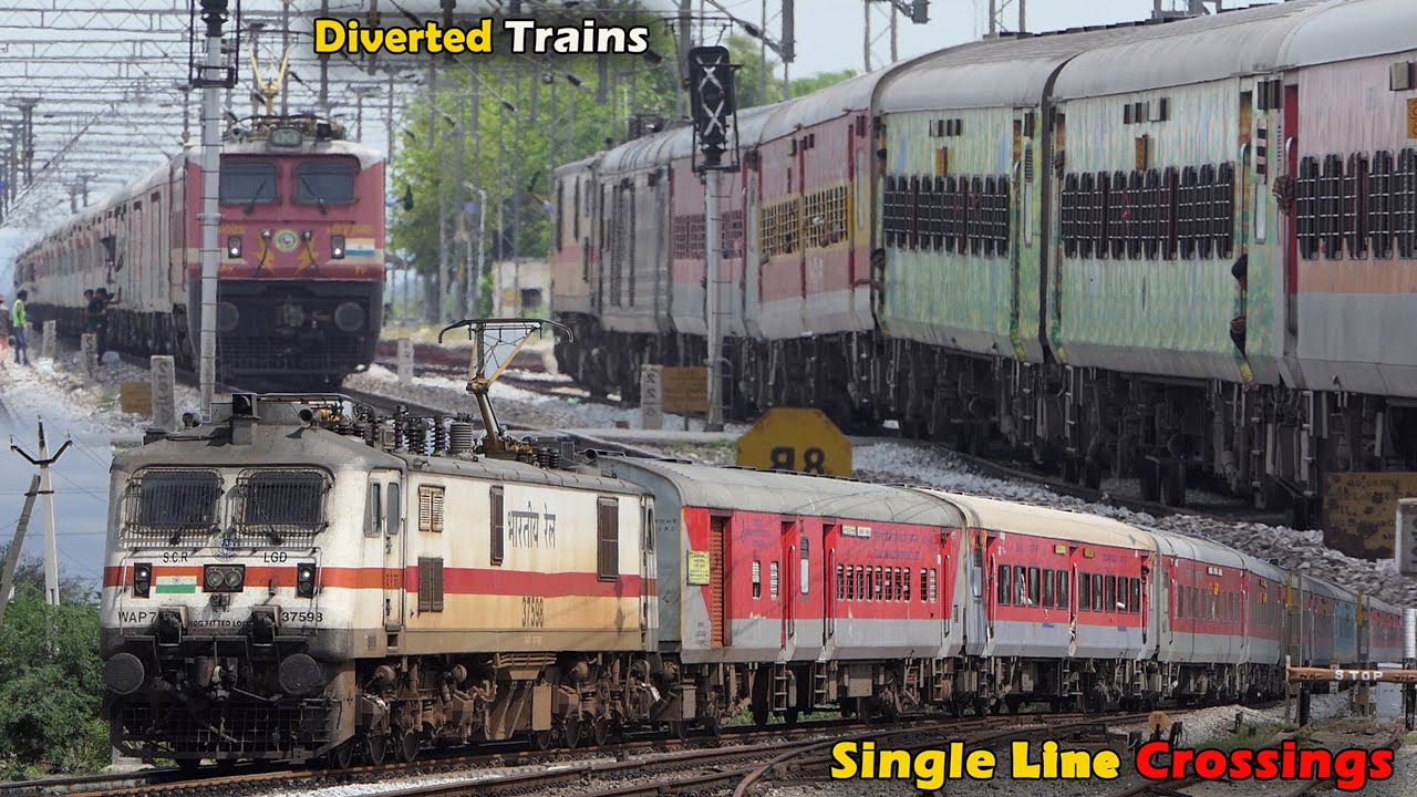 Single LINE Crossing Trains and Route DIVERTED Trains | Konark + East ...