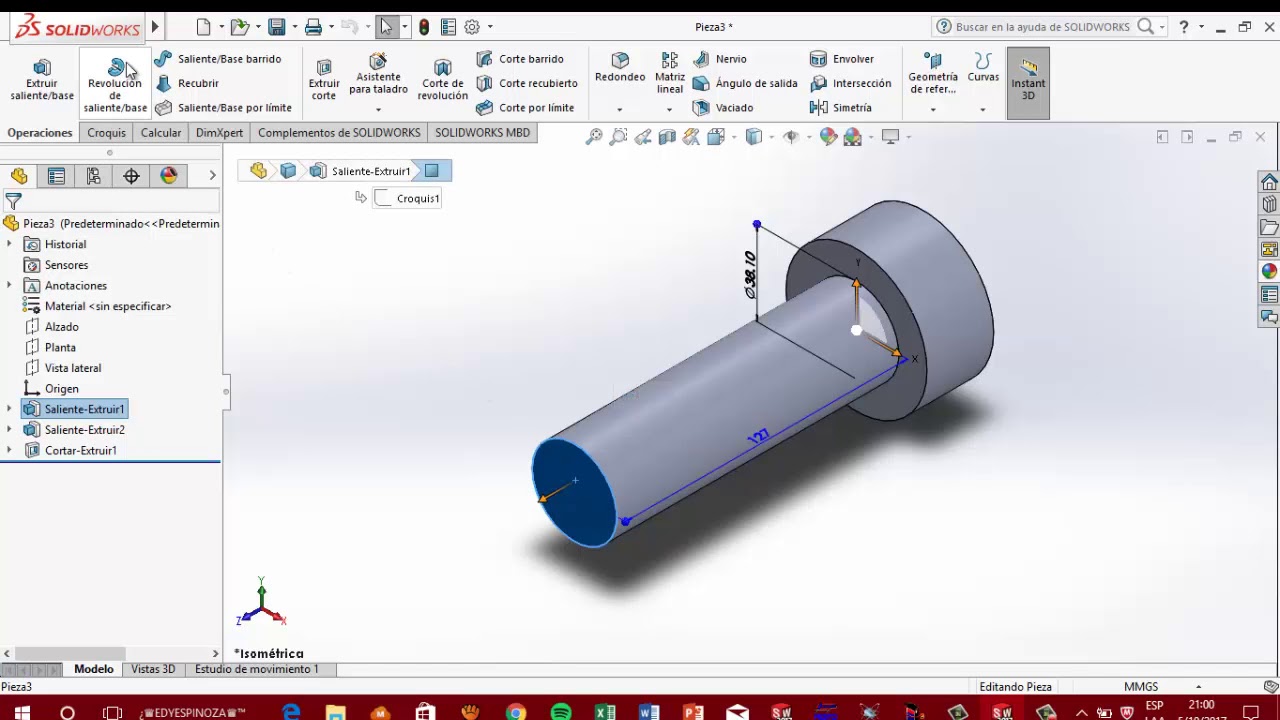 TORNILLO BASICO EN SOLIDWORKS "SIN MEDIDAS EXACTAS" - YouTube