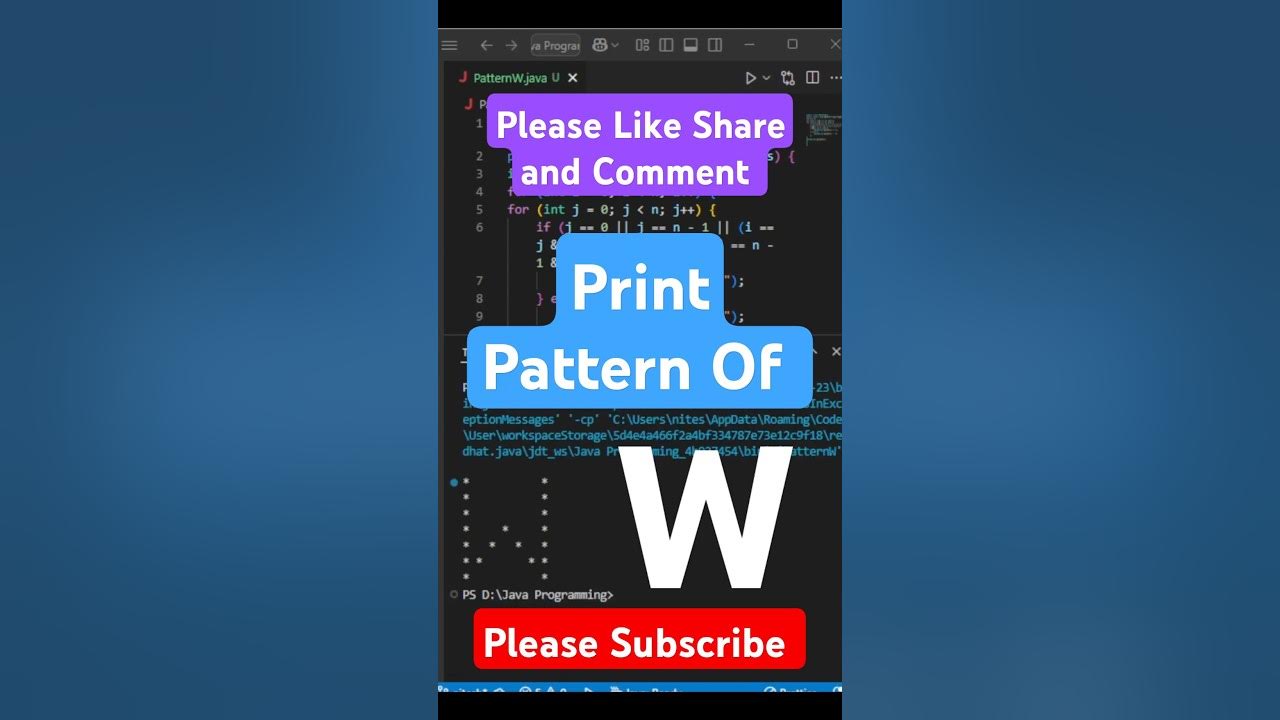 How to Print Character 'W' in Java | #shorts #java #coding #codingshorts #shortsvideo #viralcode ...
