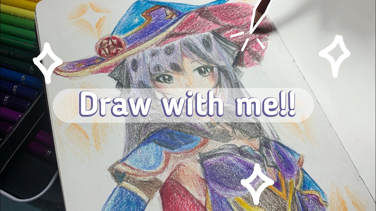 ☁️🔮Draw with me!! Genshin Impact's Mona | Color pencil speedpaint ...