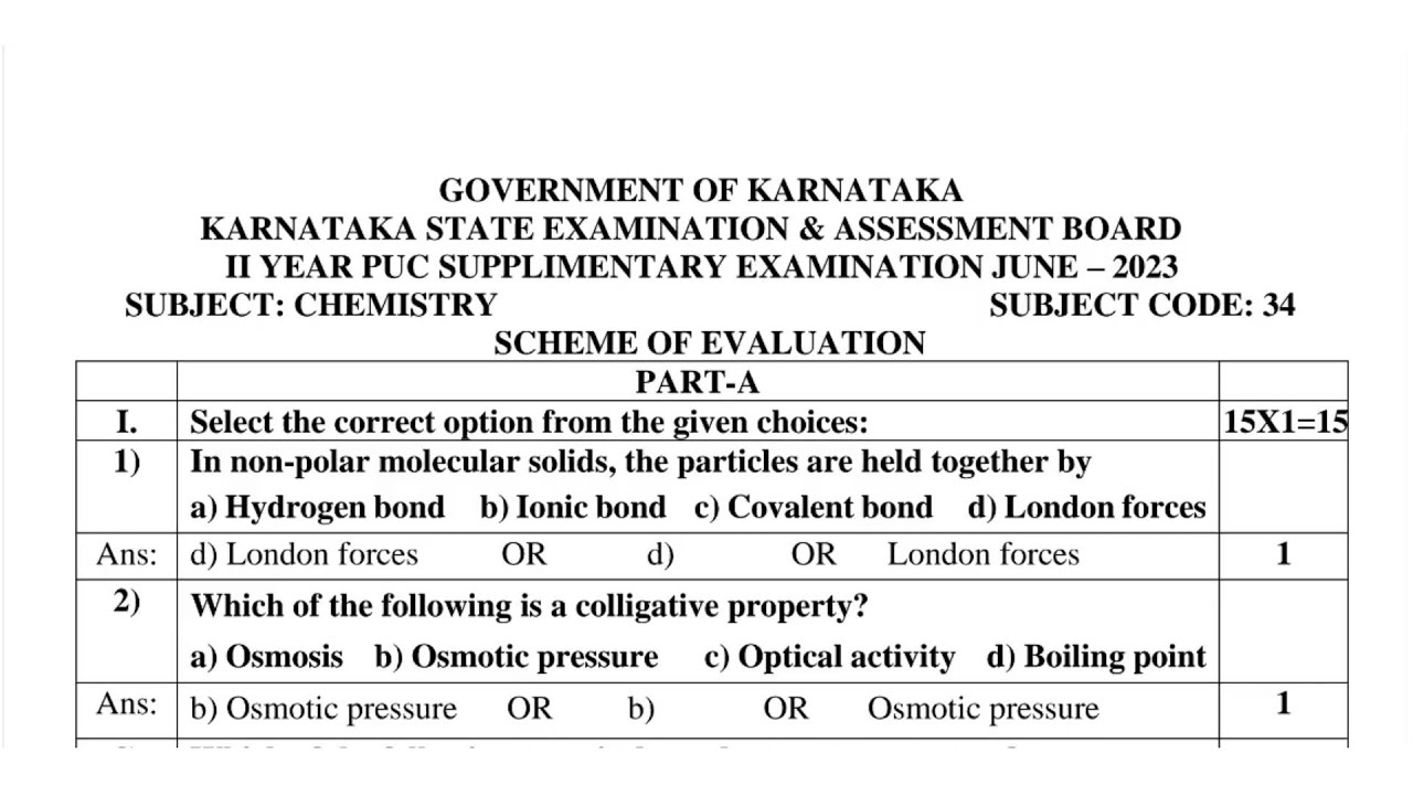2nd PUC Supplementary Chemistry Key Answers 2023 Released By PUE Board 2nd-puc-supplementary-chemistry-key-answers-2023-released-by-pue-board